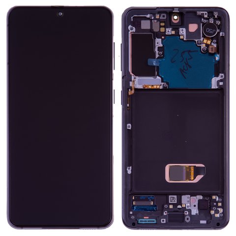 LCD compatible with Samsung G991 Galaxy S21 5G, (gray, with frame ...